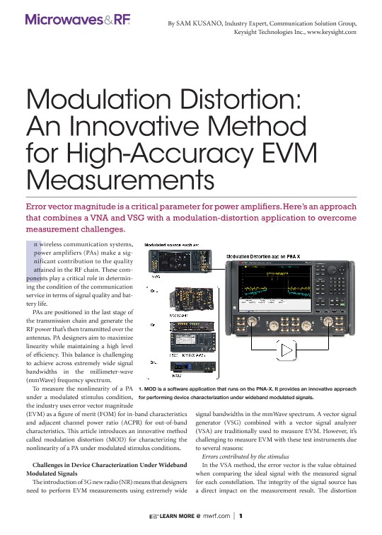Modulation Distortion: An Innovative Method for High-Accuracy EVM Measurements PDF Asset Page ...
